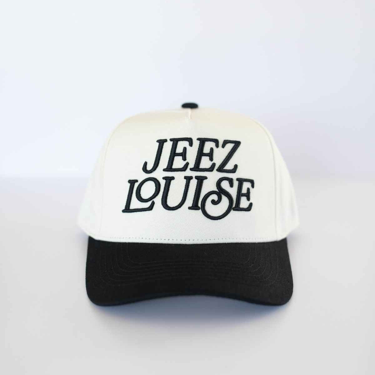 Jeez Louise Unisex Trucker Hat - Black & Cream – 'Sota Style Club